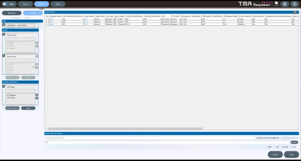 TMA Register • 3DHISTECH